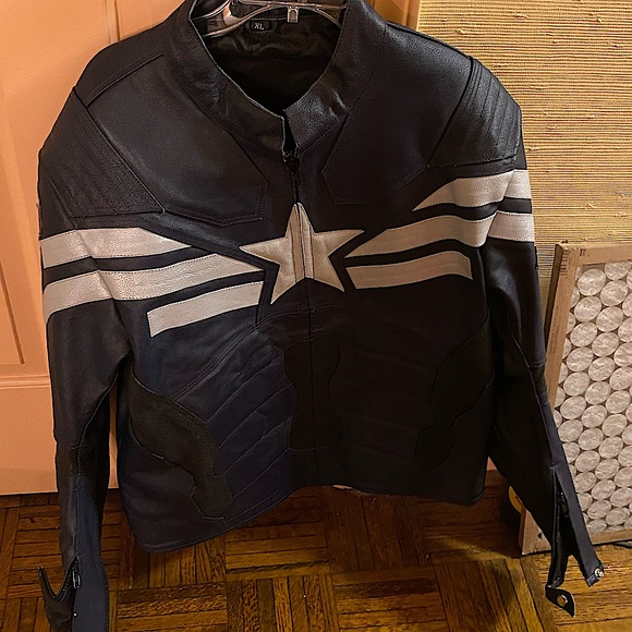 Jackets & Coats | Captain America Stealth Motorcycle Jacket Xl Euc ...